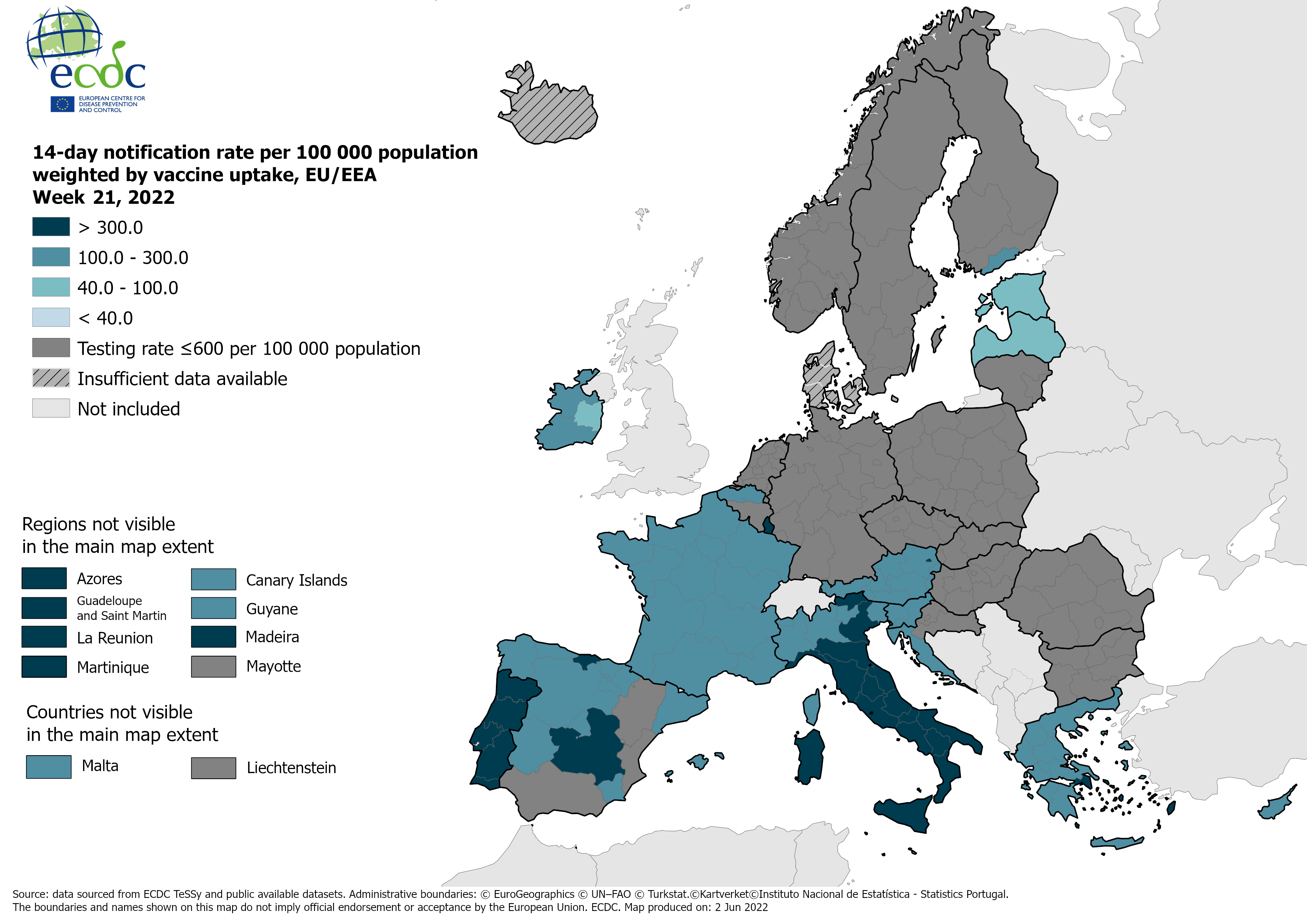 14-day notification rate weighted by vaccine uptake, updated 2 June ...